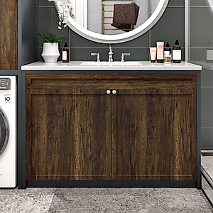 Skyblur Vintage Brown Dark Wood Contact Paper for Countertops Kitchen 24"x118" Peel and Stick Wallpaper Vinyl Wood Grain Contact Paper Removable Wallpaper for Kitchen Cabinet Counter top Table Shelves