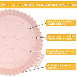 Air Fryer Silicone Pot 8 Inch Silicone Air Fryer Liners Basket Food Safe Non Stick Air Fryer Accessories Reusable Replacement Parchment Air Fryer Liner Paper Fits 3.6 To 6.8QT Air Fryer