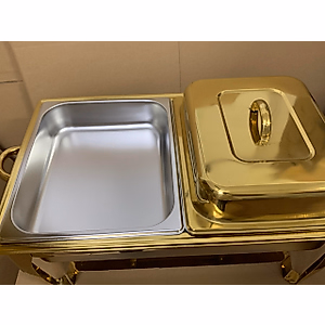 HONHPD Golden Chafing Dish Buffet Set, 9 QT Stainless Steel Food Warmer - 9 Liters Buffet Servers with Fuel Holder & Water Pan - Chafer Set for Banquet Parties Even Catering Wedding
