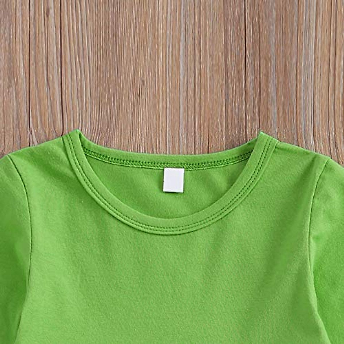sshybmne Toddler Kids Girl St. Patrick 's Day Outfits Long Sleeve Top Dress Four-Leaf Clover Print Pants Clothes Set (Green, 6-7T)