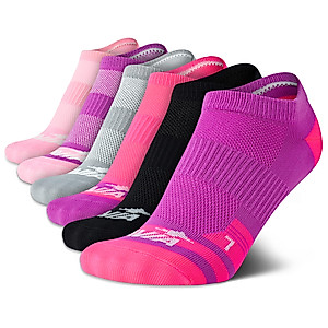 Avia Women's Low Cut Socks - 6 Pack Performance Cushion Comfort No Show Socks - Breathable Athletic Socks for Women (4-9), Size 4-9, Purple/Grey