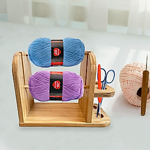 Viredelo Yarn Holder Dispenser for Crocheting,Crochet Yarn Holder,Twizzter Portable Yarn Holder,Yarn Ball Holder Double Revolving for Crochet Knitting,Handmade Wood Yarn Dispenser