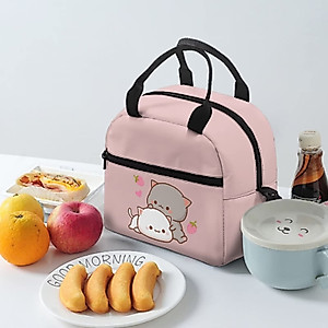 HELLHERO Kawaii Strawberry Cat Lunch Bag for Girls Kids 8-10 10-12 Insulated Lunch Box Portable Cooler Lunchbag Tote Handbag Meal Prep Organizer Work School Travel Picnic Hiking Camping