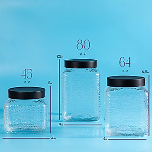 kitchentoolz Large Glass Jar Container Set - Retro Design - Food Storage & Pantry Organization Canisters Cookie, Flour, Tea, Sugar, Candy Jars Storage - Set of 3