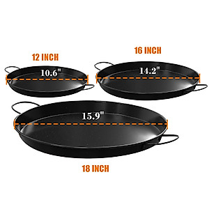 GRISUN Paella Pan 12/16/18 inches | Enameled Paella Pan for 4/8/12 Servings | Nonstick Pan for Authentic Spanish Dishes | Enameled Skillet Ideal for Restaurants and Home Cooking