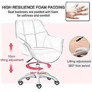 ECBETCR Chair Velvet Office Chair Adjustable Height, Executive Computer Desk Chair Comfort and Ergonomic Design for Lumbar Support, Pink, Blue, Grey, Yellow