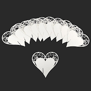 150 Pcs Heart Table Number Place Card Name Card Wine Glass Cup Decoration Postcards for Wedding Party,Reception, Anniversary, Birthday Party (white-150pcs)