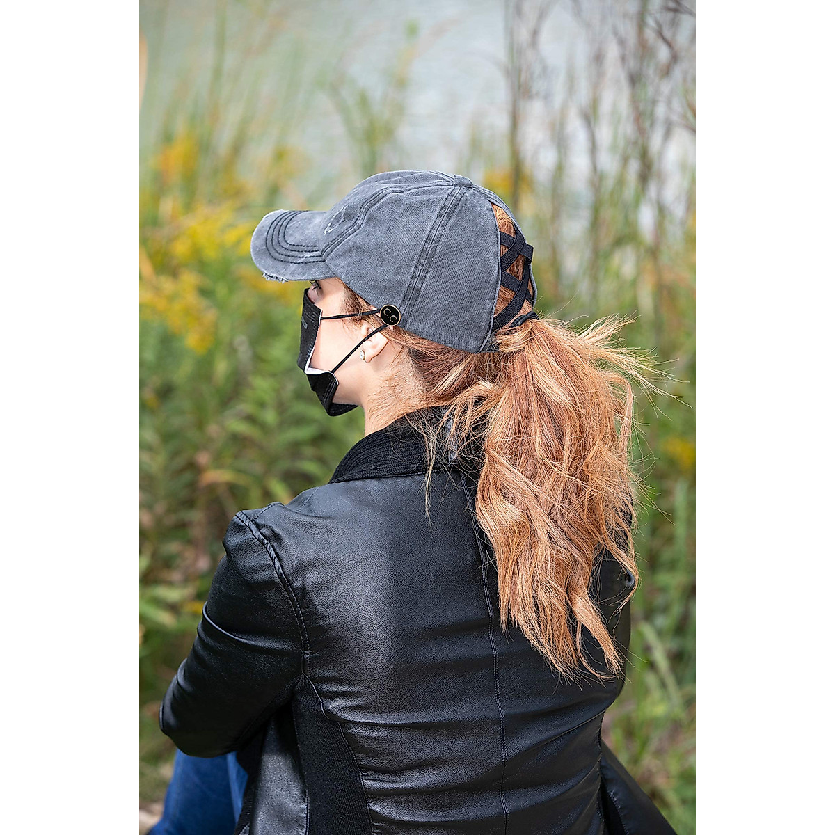 Funky Junque Criss Cross Hat w/Buttons Bundle - Black & Burgundy (2 Pack)