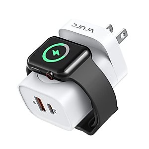 VRURC for Apple Watch Charger, PD 20W Fast Charging Block with Foldable Plug, USB C Wall Charger Power Adapter with Dual Port Compatible with iPhone, Samsung, Android,Tablets-White