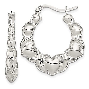 Auriga Fine Jewelry Sterling Silver Heart Scalloped Hoop Earrings Gift for Women