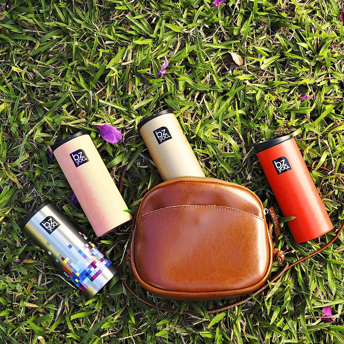 BZYOO Brew 12oz Stainless Vacuum Insulated Skinny Tumbler Coffee Drinking Mug Water Thermal Bottle with Leak Proof Lid for Everyday Use Holiday Gifts (La La Mandala Dusty Pink)