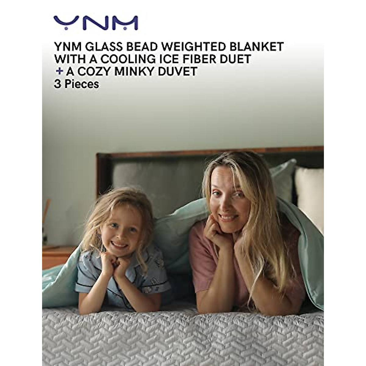 YnM Weighted Blanket and Duvet Covers — Hot and Cold Duvet Cover Set (3 Pieces) — (Green, 60''x80'' 25lbs), Suit for One Person(~240lb) Use on Queen/King Bed