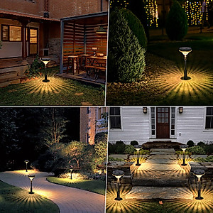 Whousewe Solar Pathway Lights Outdoor 6Pack, Solar Lights Outdoor Decorative 3 Light Modes Waterproof Bright LED Garden Lights, Auto On/Off Solar Landscape Lights for Pathway Yard Walkway Patio,Black