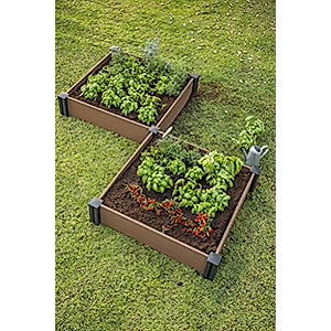 Keter Vista Modular Raised Garden Bed Durable Outdoor Planter for Vegetables Flowers, Herbs, and Succulents, Brown