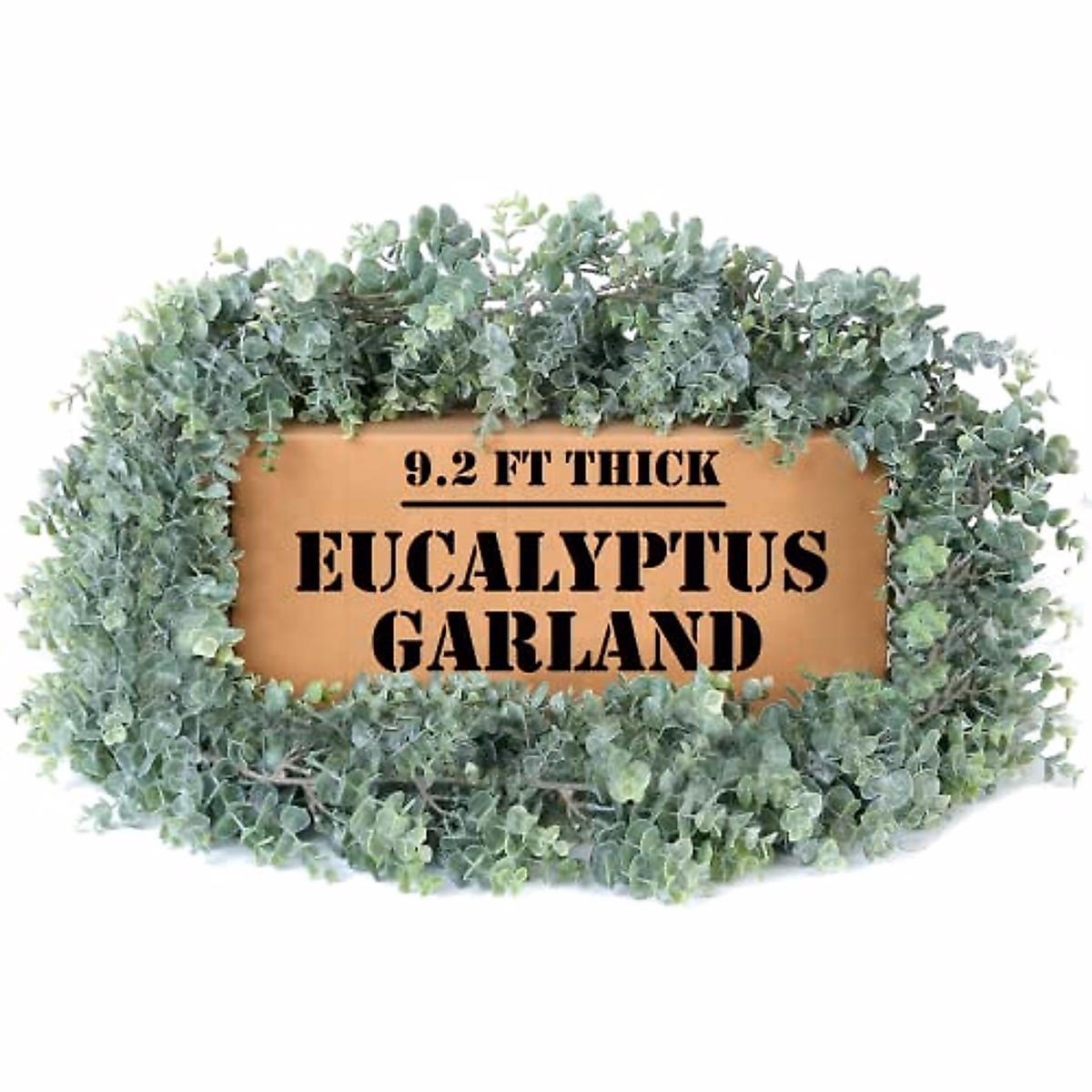 DREATIVE CO 9.2ft Eucalyptus Garland Thick - Faux Greenery Garland Leaves - Artificial Eucalyptus Vines - Eucalyptus for Wedding - Christmas Garland Home and Room Decor - Table Runner Indoor Outdoor