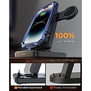 JOYROOM 4 in 1 Foldable Charging Station for iPhone Series 14/13/12/11/X/XS/XR/8/7/6/5,for AirPods Pro/3/2,Removable Charger for Apple Watch Ultra/8/7/6/SE/5/4/3/2 with 20W Adapter