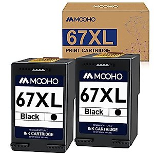 Mooho Remanufactured Ink Cartridge Replacement for HP 67XL 67 XL HP67 HP67XL for HP Envy 6055 6055e 6052 Envy Pro 6455 6455e Deskjet 2755e 2755 Deskjet Plus 4140 4155e Printer (Black, 2 Combo Packs)