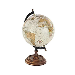 Deco 79 Mango Wood Globe with Wood Base, 9" x 8" x 13", Brown