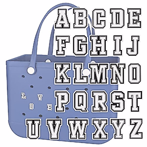 TOYORK Decoration Charms for Bogg Bag Accessories Charms,Alphabet 26pcs Bag Charms for Beach Tote Bag Rubber Beach Bag