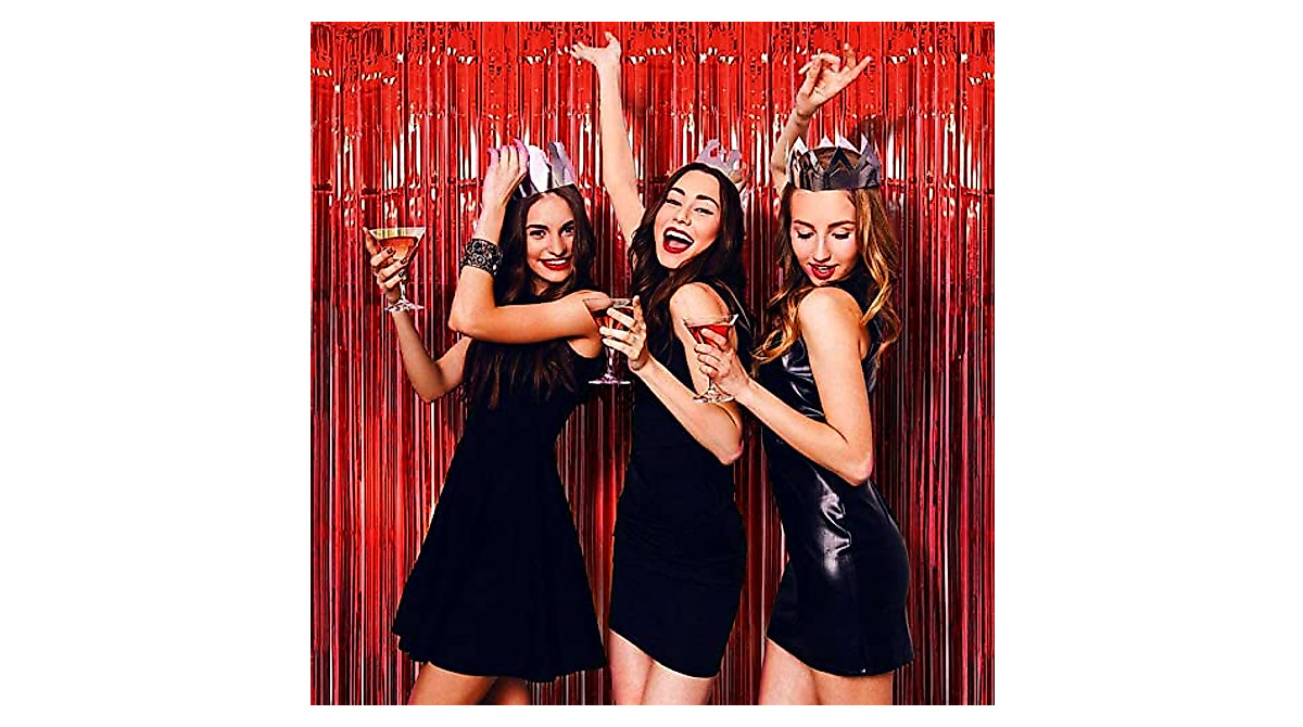 Red Foil Fringe Curtain 4 Pack - Perfect for Parties & Photo Booths