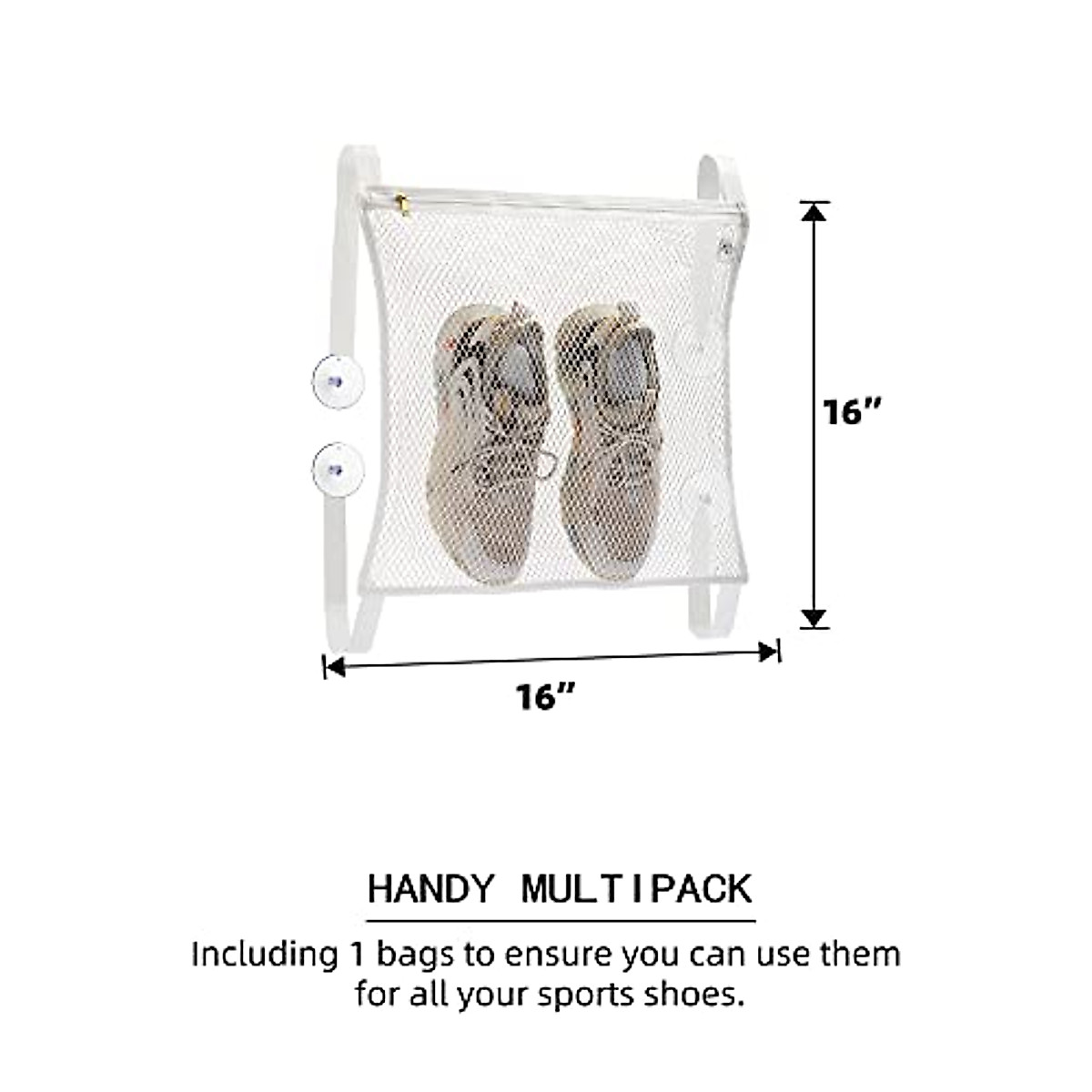 MIFNRO Sneaker Wash and Dry Bag for Dryer, Sneaker Drying Bag for Laundry, with 4 Suction Cup Hooks for Easy Installation, Use YKK Zipper（1 M ）