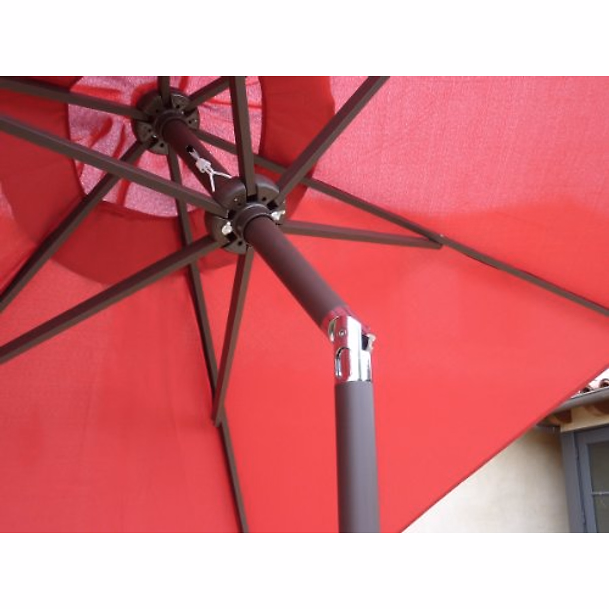 Formosa Covers 7.5 ft Outdoor Patio Umbrella Market Style with Crank & Tilt, Aluminum Anti-Rust Pole with Flexible Fiberglass Ribs - Perfect for Patio, Deck, Small Bistro, and Pool - Red