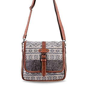 SIXTEASE Crossbody Bag for Women Vintage Style Genuine Leather, Upcycled Canvas, Rug, or Hair On - Cross Body Womens Bags with Inside Zipper Pockets - Resolute