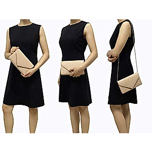 CHARMING TAILOR Faux Suede Clutch Bag Elegant Evening Purse for Wedding/Prom/Black-tie Events (Nude)