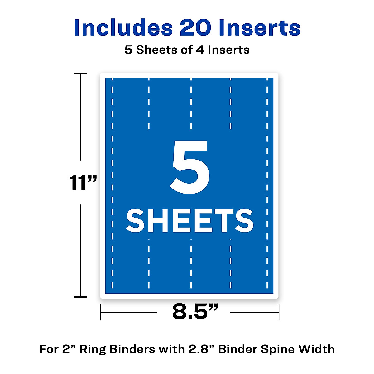 Avery Binder Spine Inserts, for 2 Inch Ring Binders with 2.8" Spine Width, 20 Cardstock View Binder Spine ID Inserts (89107)