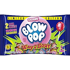 Charms Blow Pop, Limited Edition Way2Sour Lollipops, 10.4 oz Bag