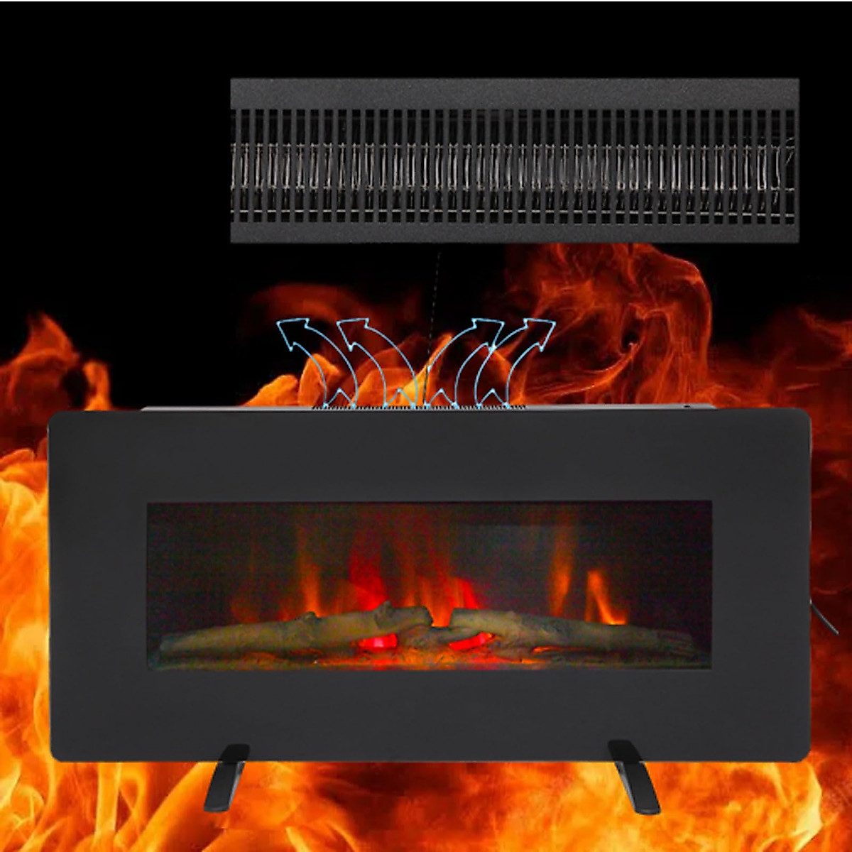 36 Inch Electric Fireplace, Ultra-Thin Recessed Wall Mounted Fireplace for Living Room/Bedroom with Remote Control, Adjustable Flame, 6H Timer, 1400W