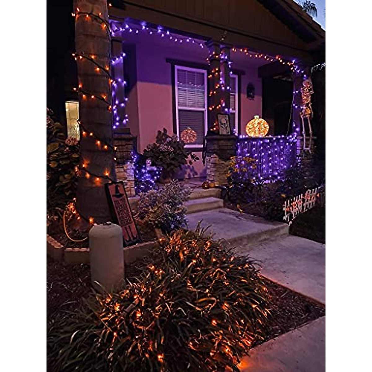 DecoBrite Halloween Solar Purple String Lights Outdoor 21ft (6.3m) 50 ct LED Mini Lights on Black Wire for Garden Tree Yard Patio Party Decoration (Purple)