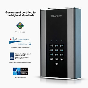 iStorage diskAshur DT2 1TB Secure encrypted portable desktop hard drive, FIPS Level 2 certified - Password protected, dust and water resistant, military grade hardware encryption IS-DT2-256-1000-C-G
