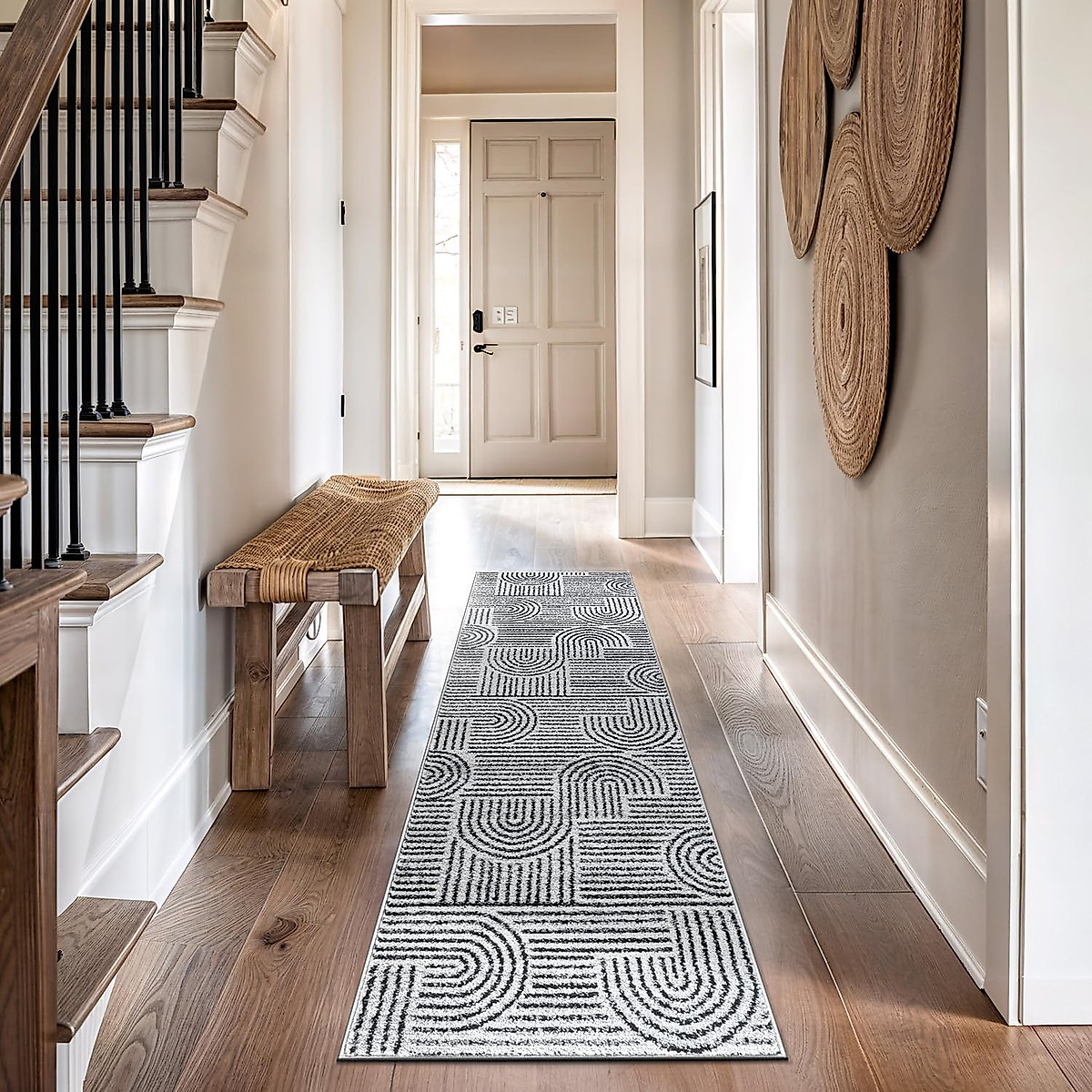 Rugshop Bohemian Stripe Arch Design High Traffic Living Room,Bedroom,Kitchen, Home Office Runner Rug 2' x 7' Cream