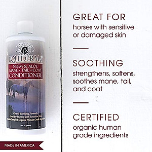 Equiderma Neem and Aloe Coat Conditioner, 32 Ounces Per Bottle, For Horses