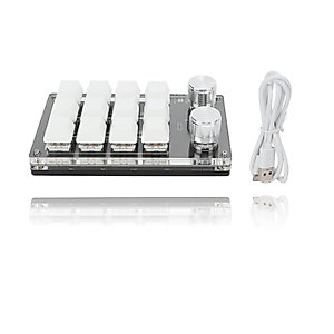 KUIDAMOS 12 Key Mini Mechanical Gaming Keyboard,Macro Keyboard Knob with Type C to USB Interface Mini One-Handed Mechanical Gaming Keypad One-Click Start for Linux OS X(White)