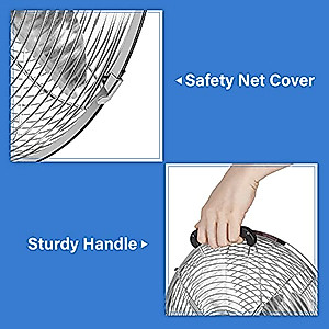 Simple Deluxe 12 Inch Stand Fan, Horizontal Ocillation 75°, 3 Settings Speeds, Low Noise, Quality Made Durable Fan, High Velocity, Heavy Duty Metal For Industrial, Commercial, Residential, Silver