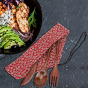 Wooden Cutlery Set Cooking Utensils Includes Wooden Spoon, Fork, Knife with Storage Bag