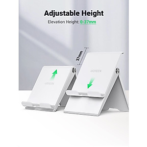 UGREEN Tablet Stand Holder for Desk Adjustable Stand Foldable Desktop Holder Charging Dock Protable Compatible for Phones, iPad, iPad Pro 12.9, 11, 10.5, 9.7 Air Mini 5 4 3 2 White