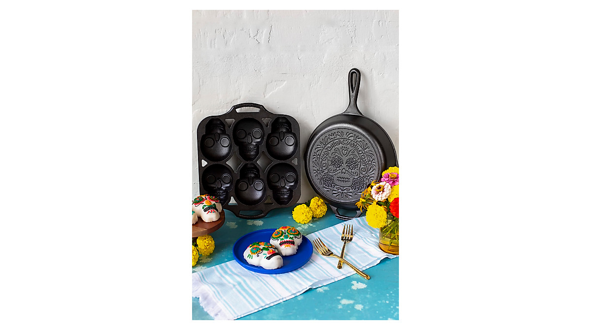 Lodge Cast Iron Skull Mini Cake Pan for Unique Bakes | Made in USA