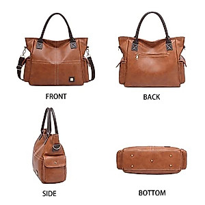 Women Top Handle Satchel Handbags Large hopo Purses Faux Leather Tote Bag School Shoulder Bag with External Pocket (red)