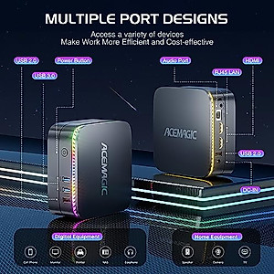 Mini PC RGB AK1 Plus, Intel N95(up to 3.4GHz) 12th Gen Processor Mini Desktop Computer, 16GB RAM 512GB SSD, Dual 4K HDMI, Windows 11 Small PC, 2.4/5G WiFi, Bluetooth, Business/Office/HTPC