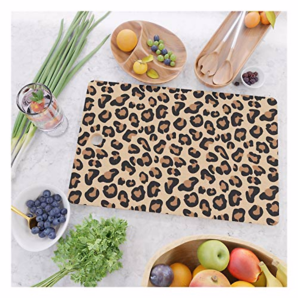 Society6 Leopard Print, Black, Brown, Rust And Tan by Mm Gladden Kitchen Cutting Board (Rectangle)