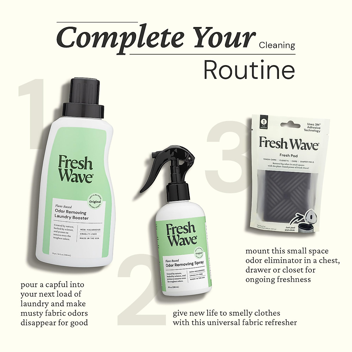 Fresh Wave Odor Eliminator Spray & Air Freshener, 8 oz. | Pack of 2 | Fine Mist | Odor Absorbers for Home | Safer Odor Relief | Natural Plant-Based Odor Eliminator | For Furniture, Fabrics & Trash