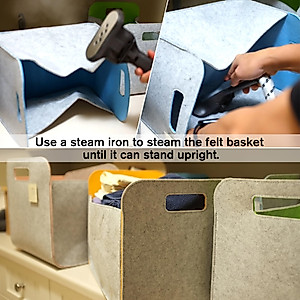 Acrola 15" x 10" Storage Basket Felt Storage Bin Collapsible & Convenient Box Organizer with Carry Handles for Office Bedroom Closet Babies Nursery, Toys, DVD, Books, Laundry Organizing (Light Gray)