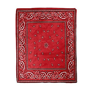 rouihot 60x80 Inches Throw Blanket Colorful Pattern Red Bandana Border Paisley Bandanna Classic Black Warm Cozy Print Flannel Home Decor Comfortable Blanket for Couch Sofa Bed