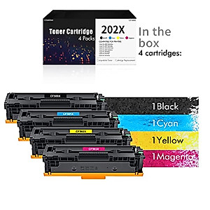 202X Toner Cartridges 4 Packs: Compatible for HP 202X CF500X 202A CF500A CF501X CF502X CF503X Color Pro MFP M281cdw M281fdn M254dw M254dn M254nw M281 M254 Printer Cartridge(Black,Cyan,Magenta,Yellow)