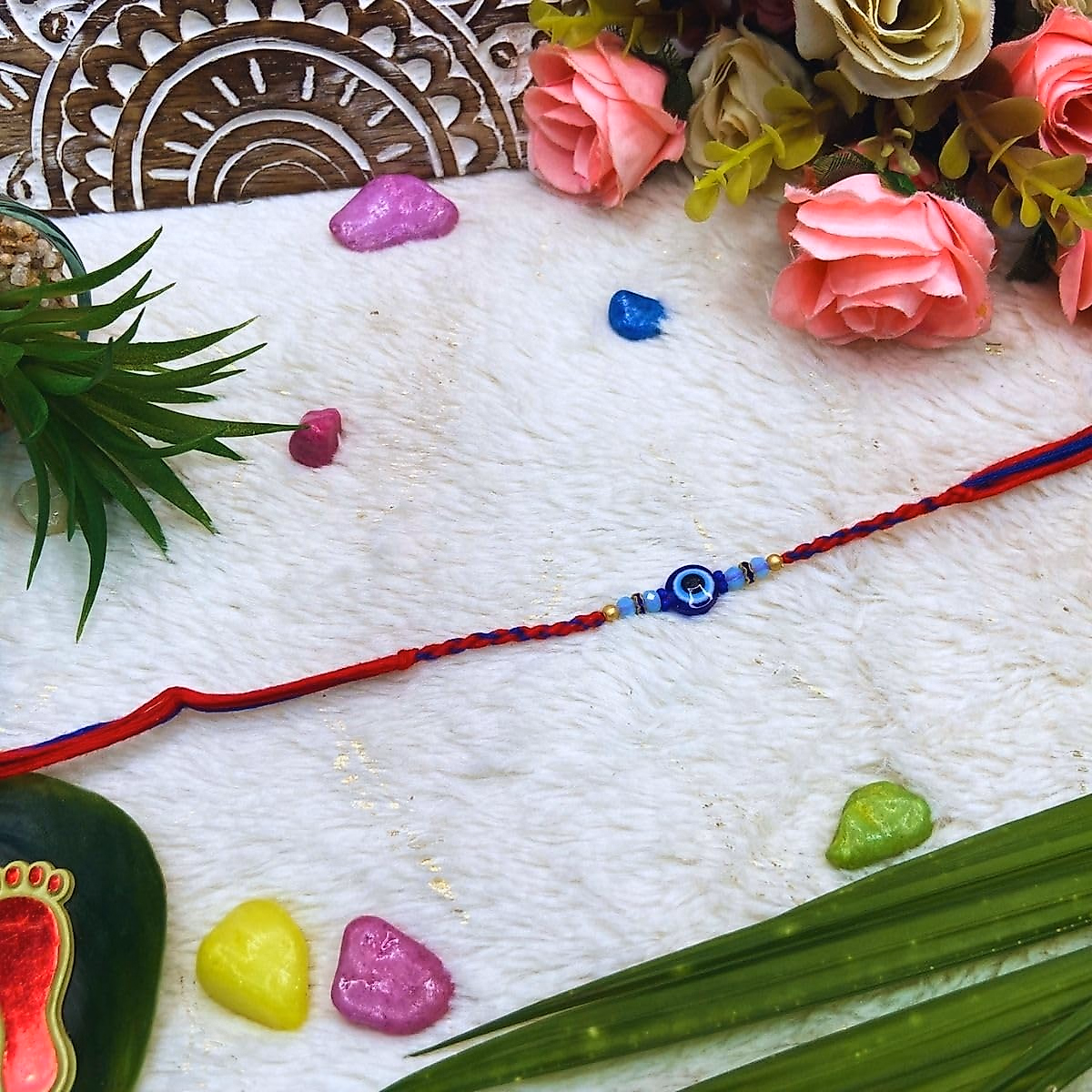 AKRITSANS Evil Eye Rakhi for Brother & Bhabhi – Lucky Rakhi Thread for Bhai Bhabhi Bhaiya | Raksha Bandhan Rakhi Dora Bracelet for Bro, Sister | Indian Traditional Festival