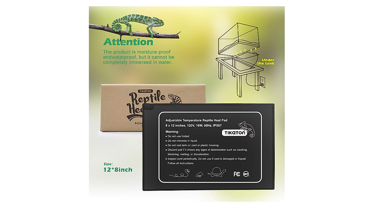 Tikaton Reptile Heat Pad - Adjustable Under Tank Heater