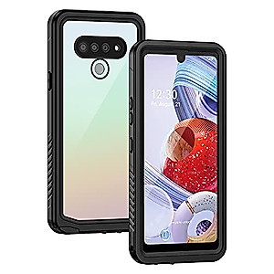 Lanhiem for LG Stylo 6 Case, IP68 Waterproof Dustproof Shockproof Case with Built-in Screen Protector, Full Body Underwater Protective Clear Cover for LG Stylo 6, Black